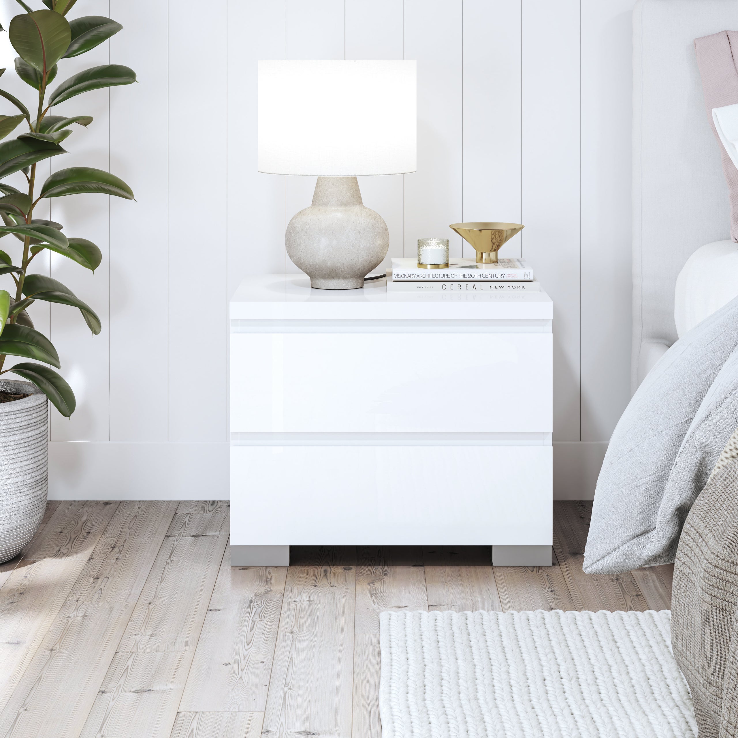 White gloss bedside table the range store